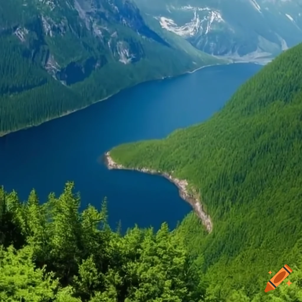 Mountain lake on Craiyon