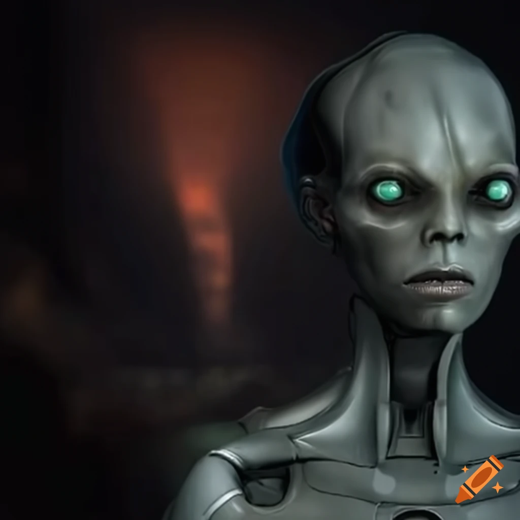 Hybrid of human, alien, and robot on Craiyon