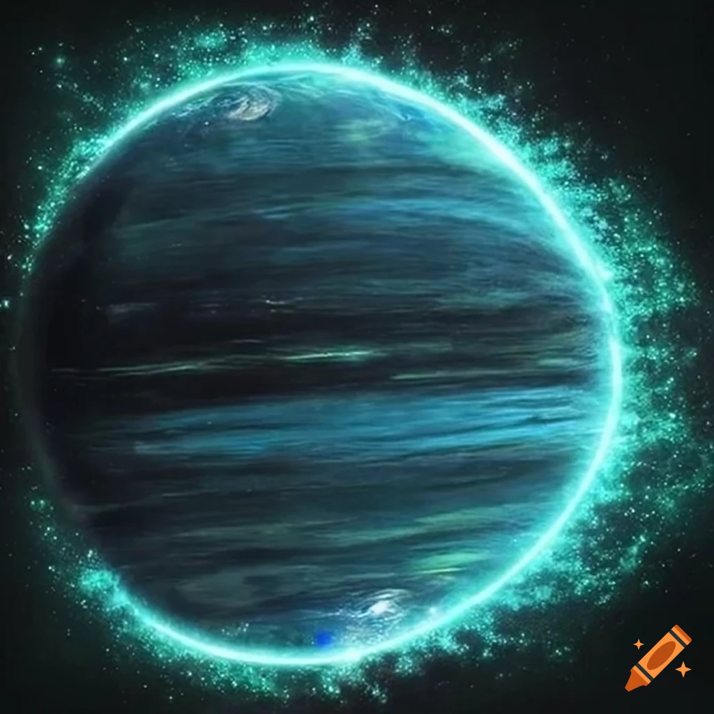 Alien planet transitioning from day to night with celestial light show ...