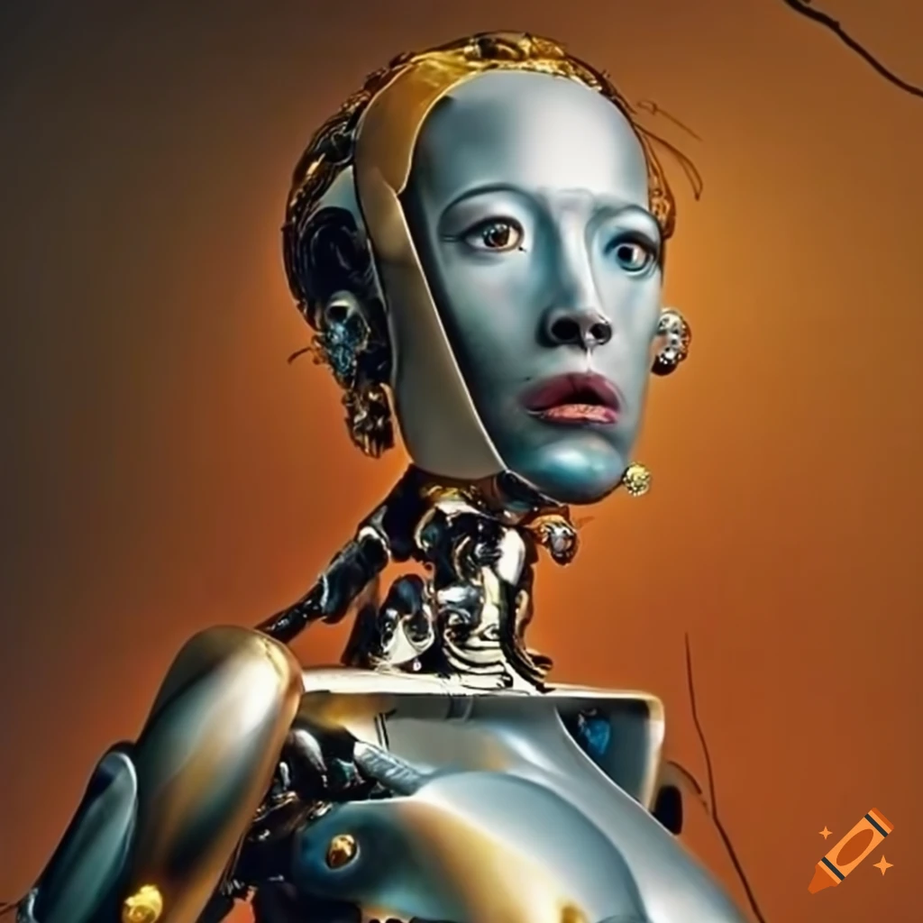 Exotic robot in the style of dali on Craiyon