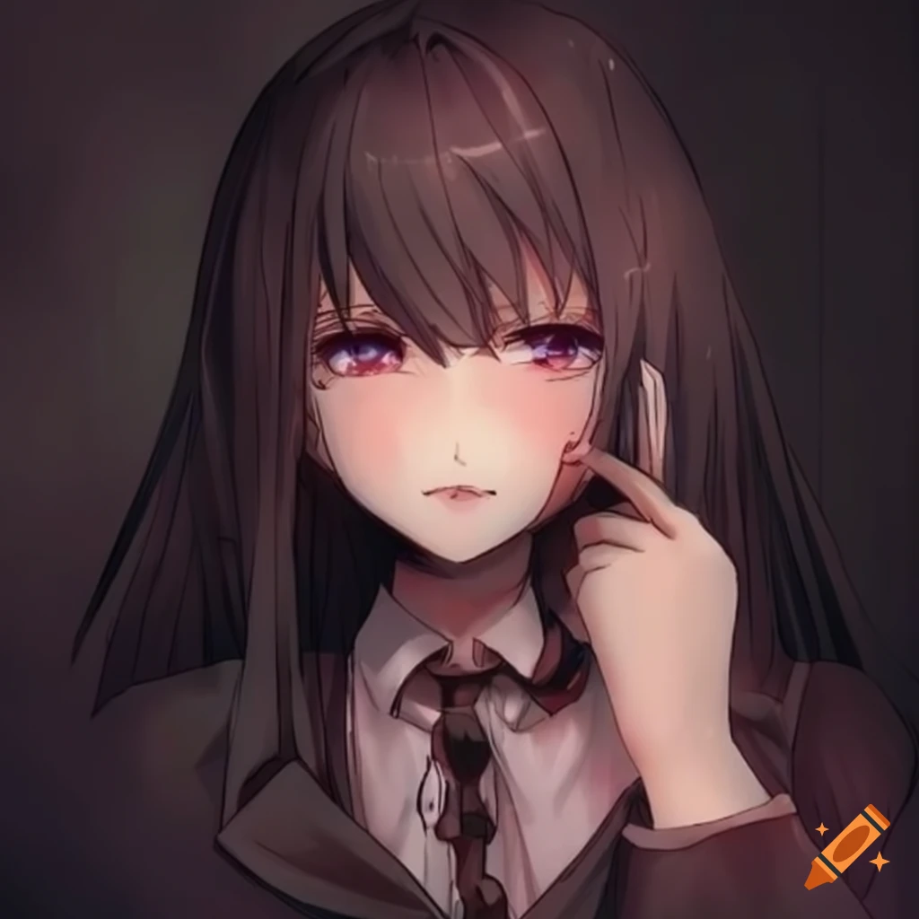 Anime girl with a complex expression, embodying loneliness, shyness ...