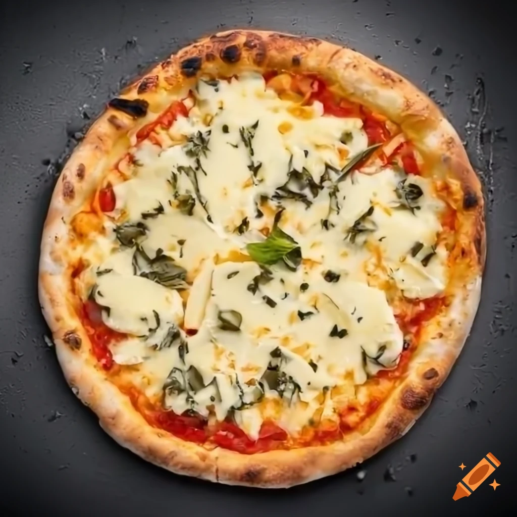 Cheese pizza with mozzarella, cheddar, cream cheese, and parmesan ...