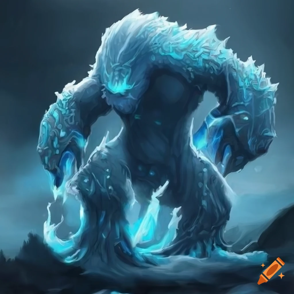 Detailed high quality ice elemental fantasy art on Craiyon