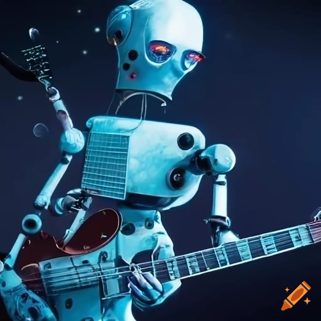Guitar-playing robots from outer space on Craiyon