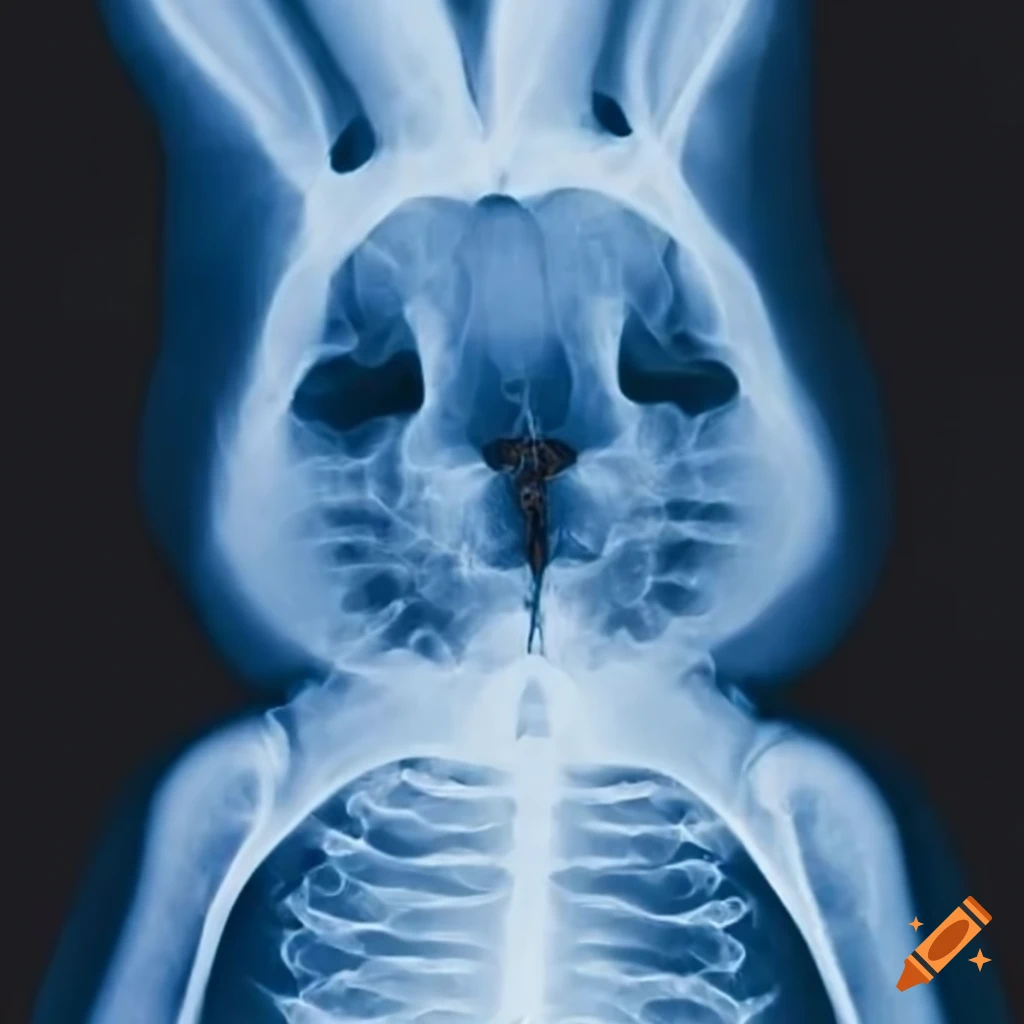 X-ray of a bunny doll showcasing anatomical details on Craiyon