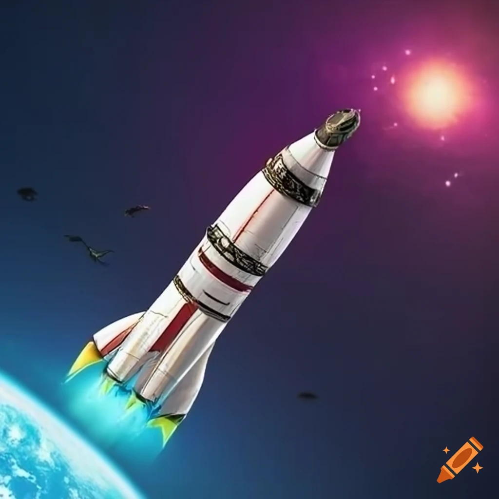 Dragon rocket blasting off in a cool galaxy on Craiyon