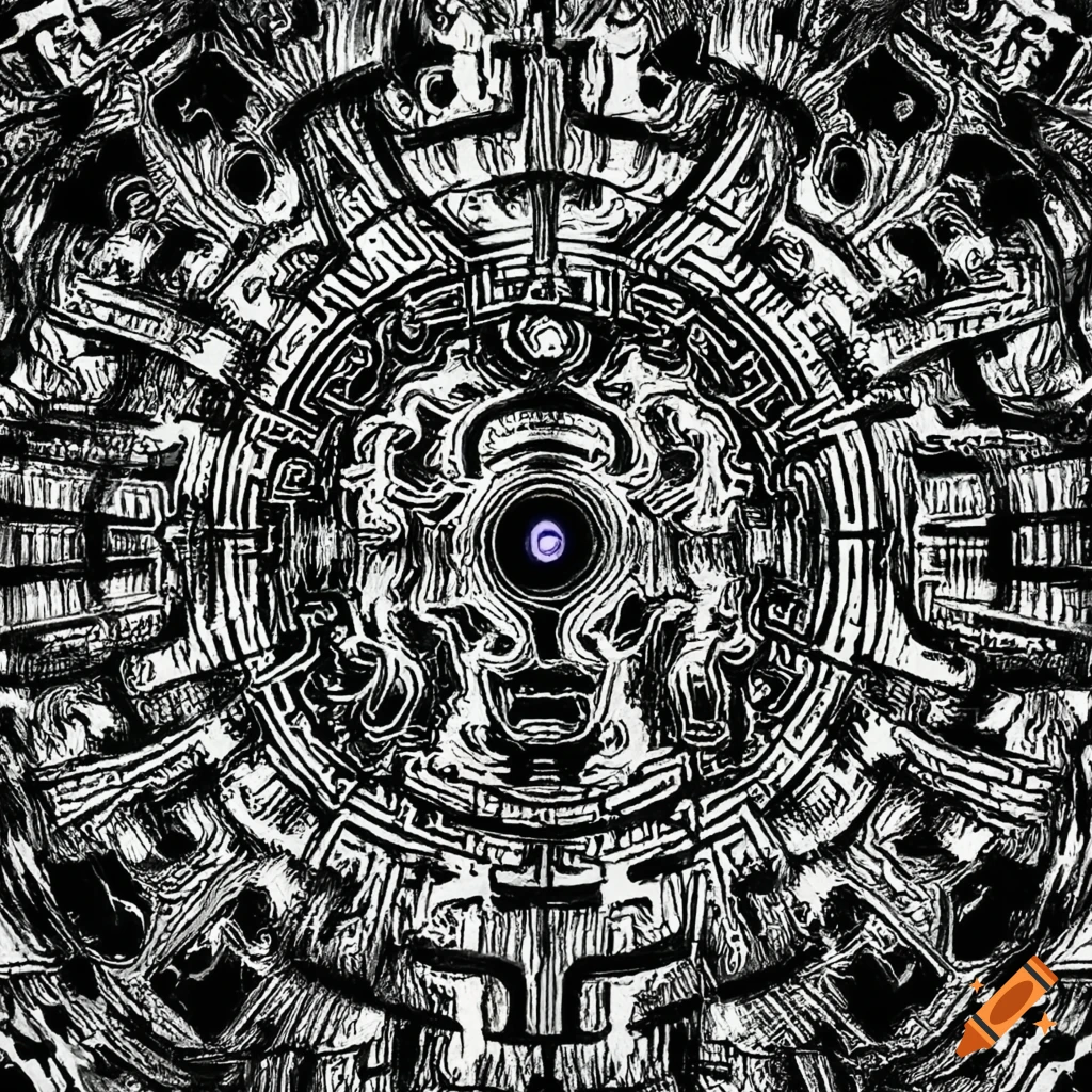 Intricate 4-dimensional labyrinth with sharp lines on Craiyon