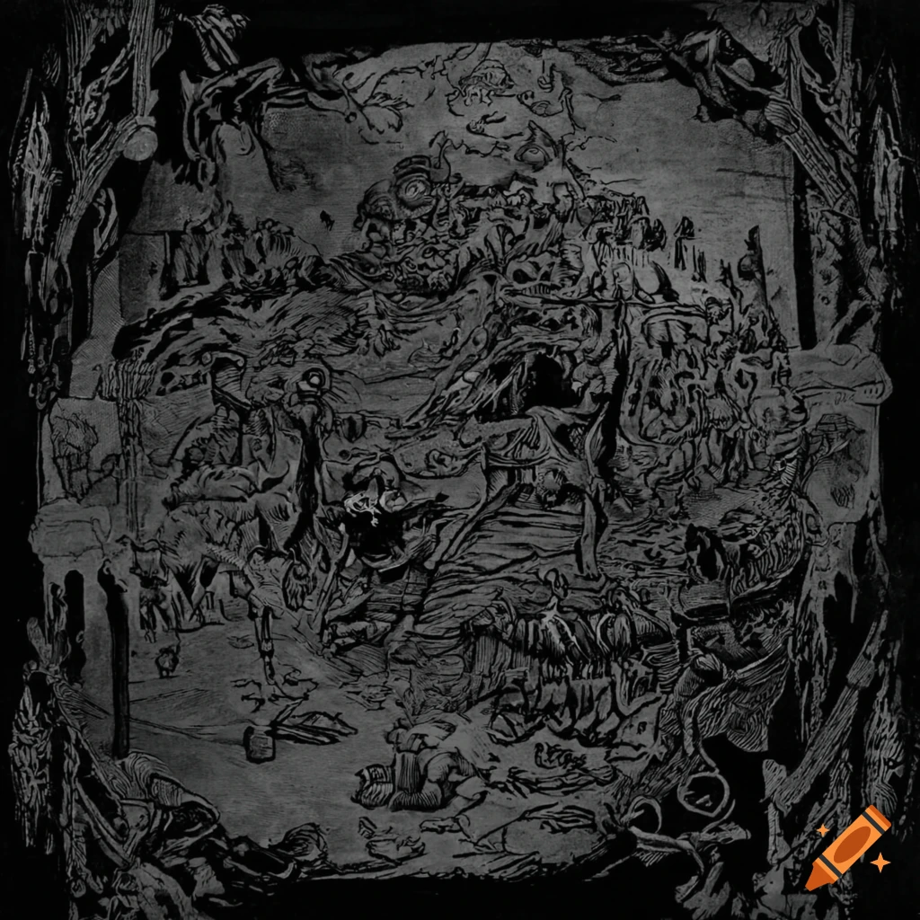 Poetic interpretation of darkness and burial rites on Craiyon