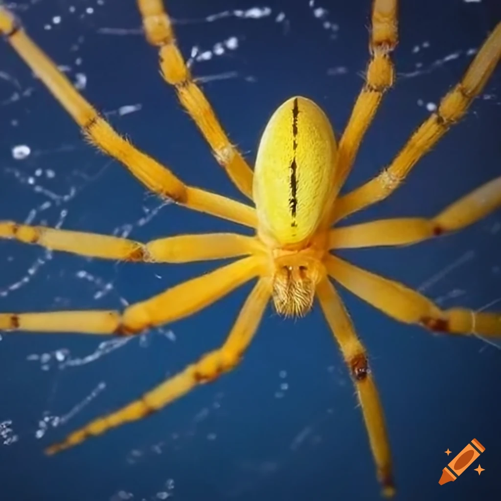 Golden yellow spider in the water on Craiyon