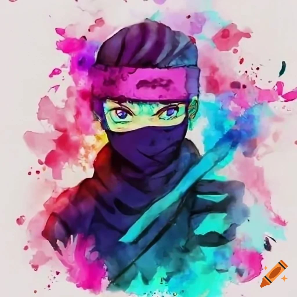 Elegant ninja in neon colors inspired by japanese anime on Craiyon