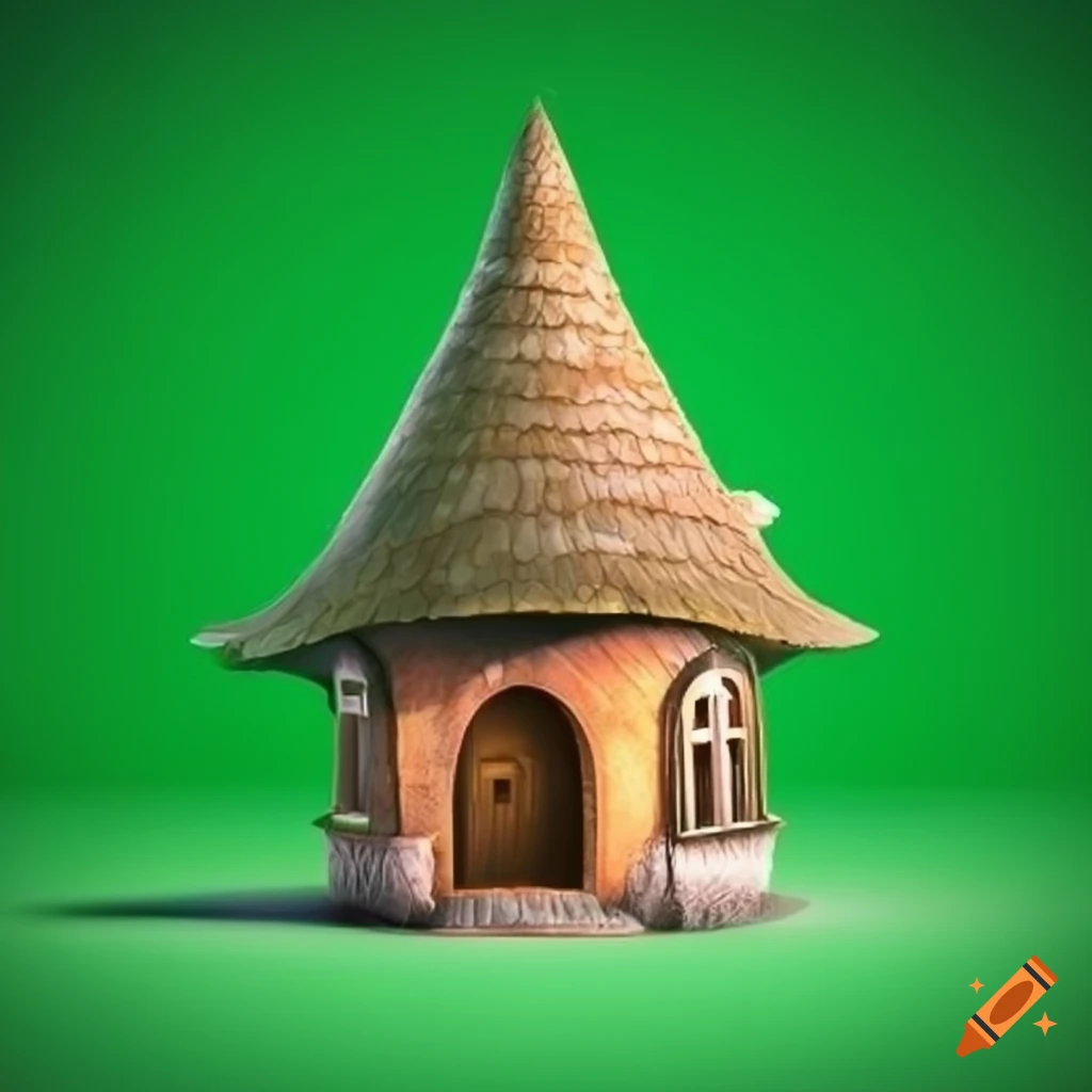 Small fantasy house in a green background on Craiyon