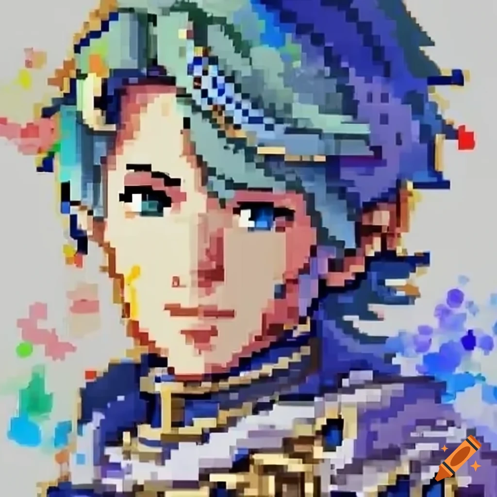 Alfonse from fire emblem heroes in 8-bit pixel art style on Craiyon