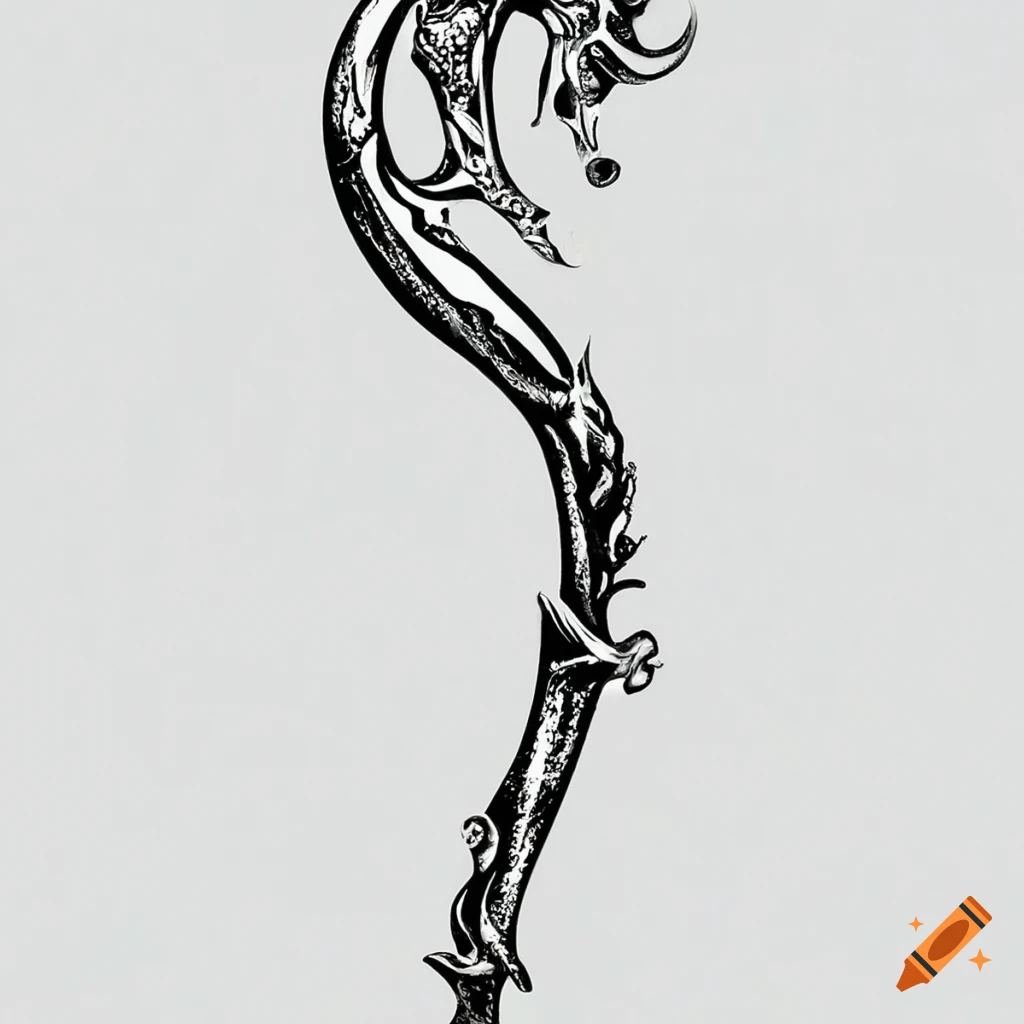 Silver staff with antlers and moon decorations on Craiyon