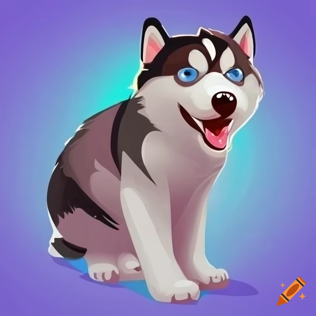 Funny cartoon husky puppies in vibrant illustration on Craiyon