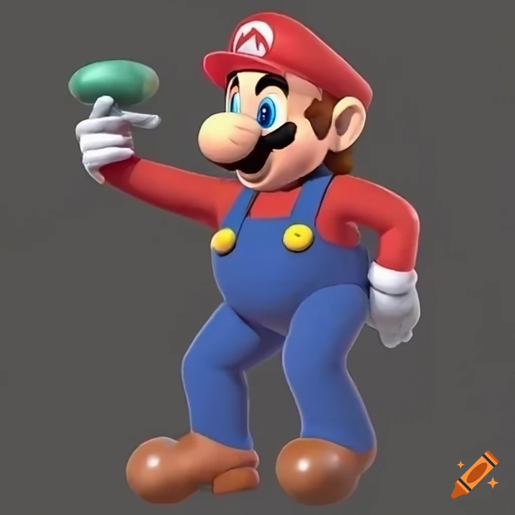 Super mario character depicted as very tall on Craiyon