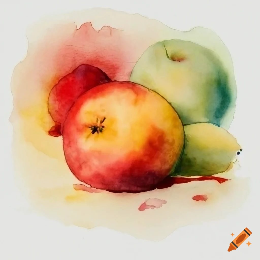 Still life of fruit in watercolor, close up, high resolution, realistic ...