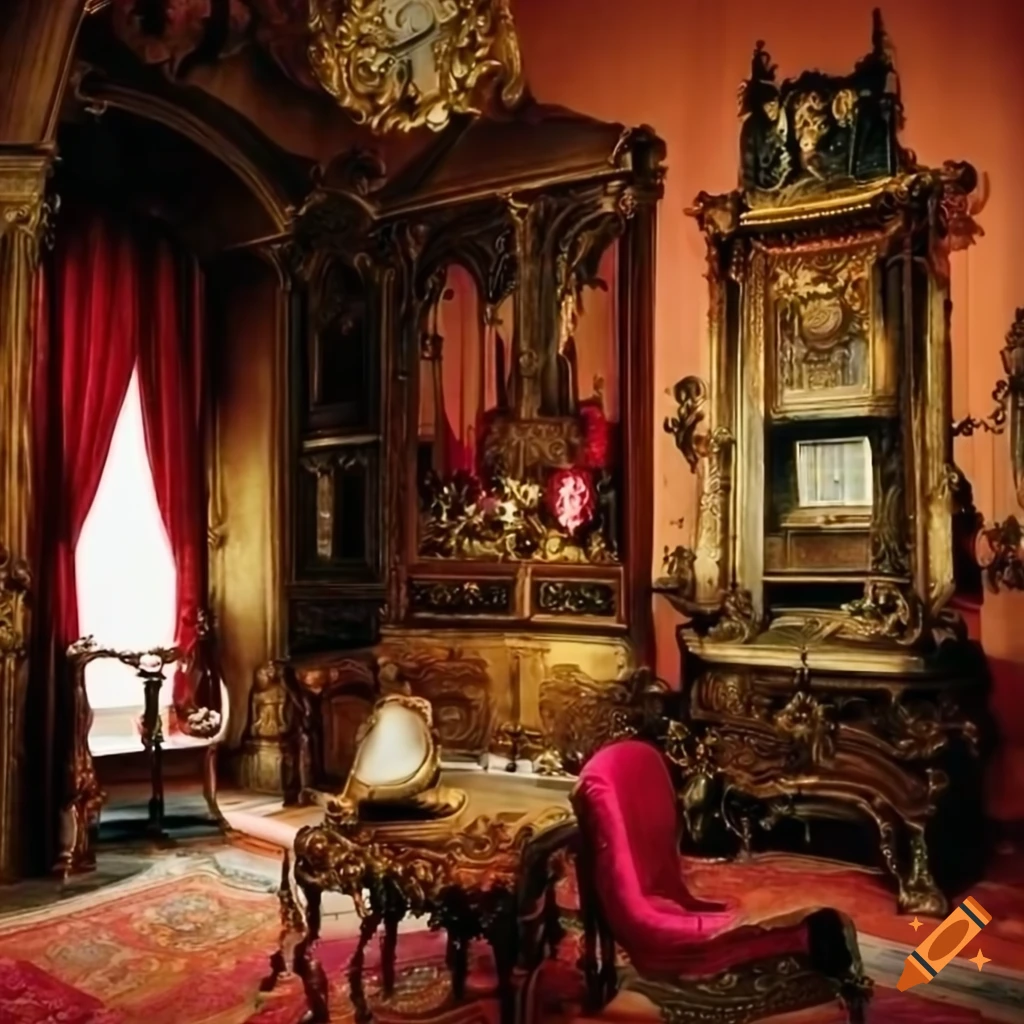 Gothic revival decorated room interior on Craiyon