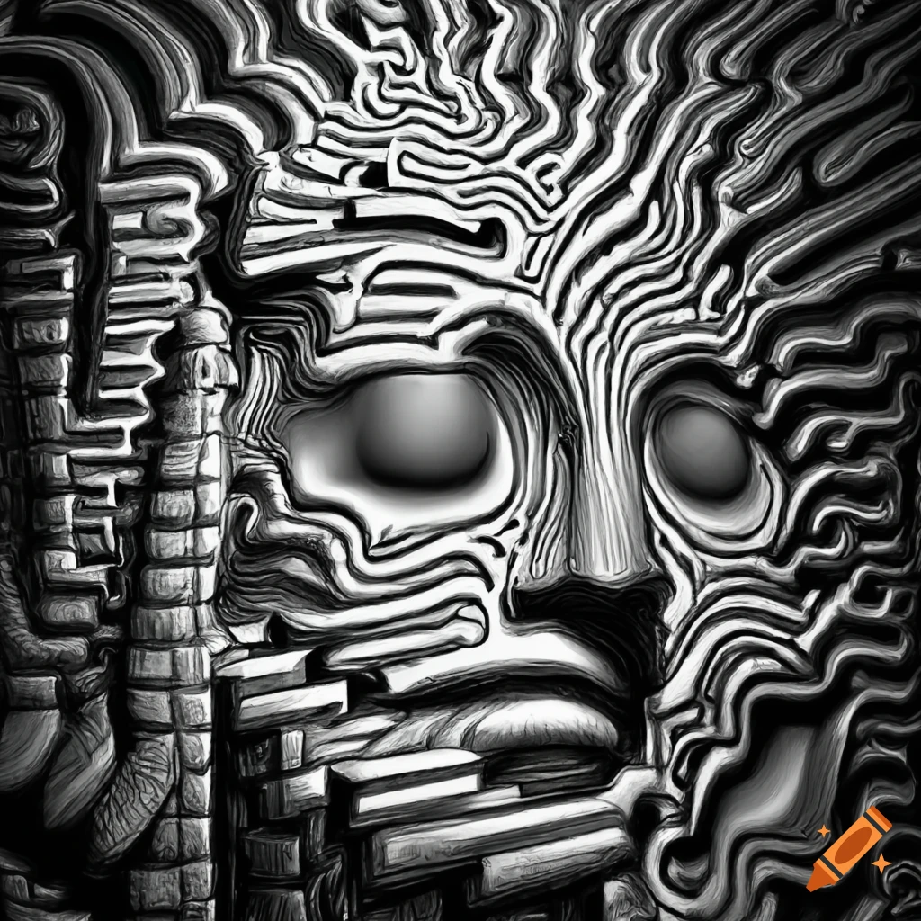 Intricate 4-dimensional labyrinth with sharp lines on Craiyon