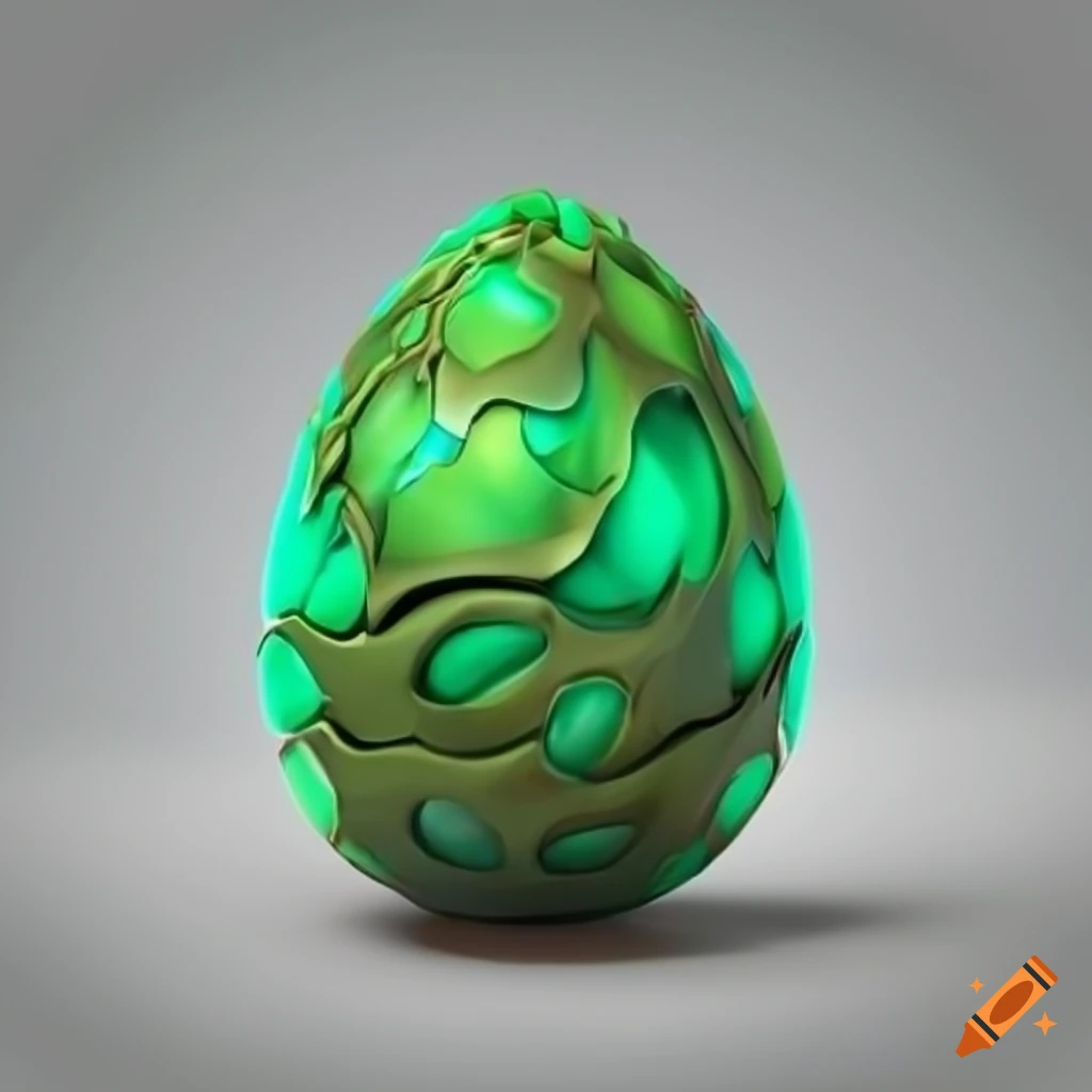 Green dragon egg 3d icon on a white background on Craiyon