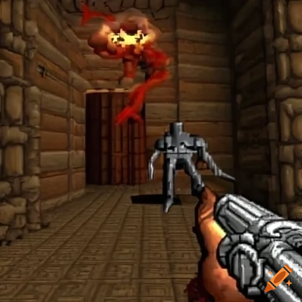 Classic doom with a pizza weapon on Craiyon