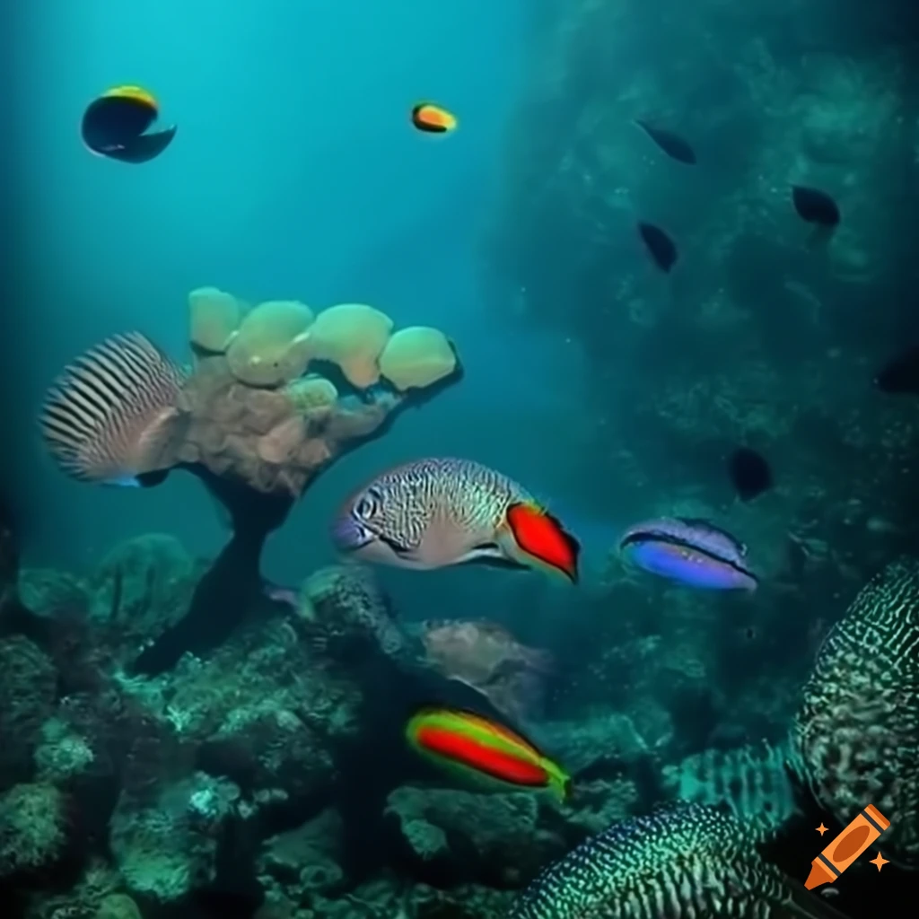 Micro photorealistic underwater world exploration on Craiyon