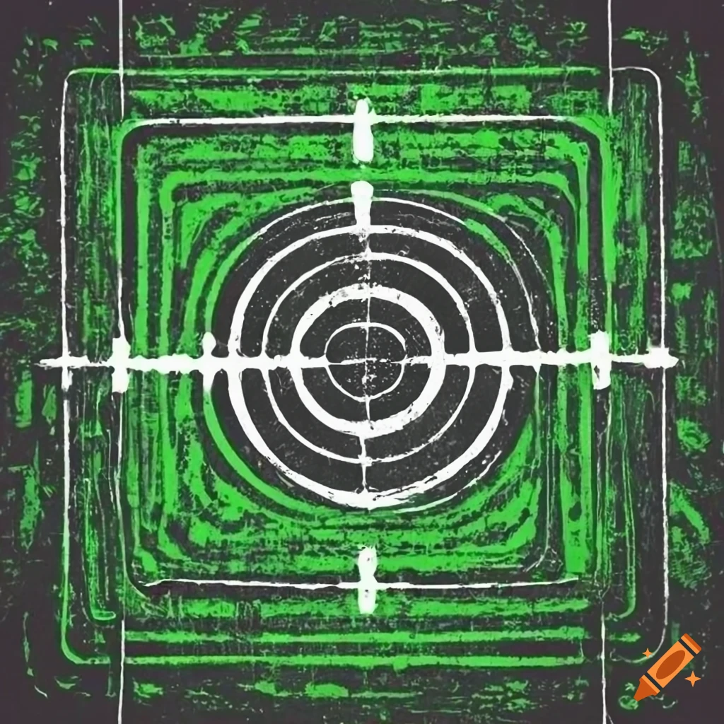 Squared shooting target with acid grunge texture and splash of army ...