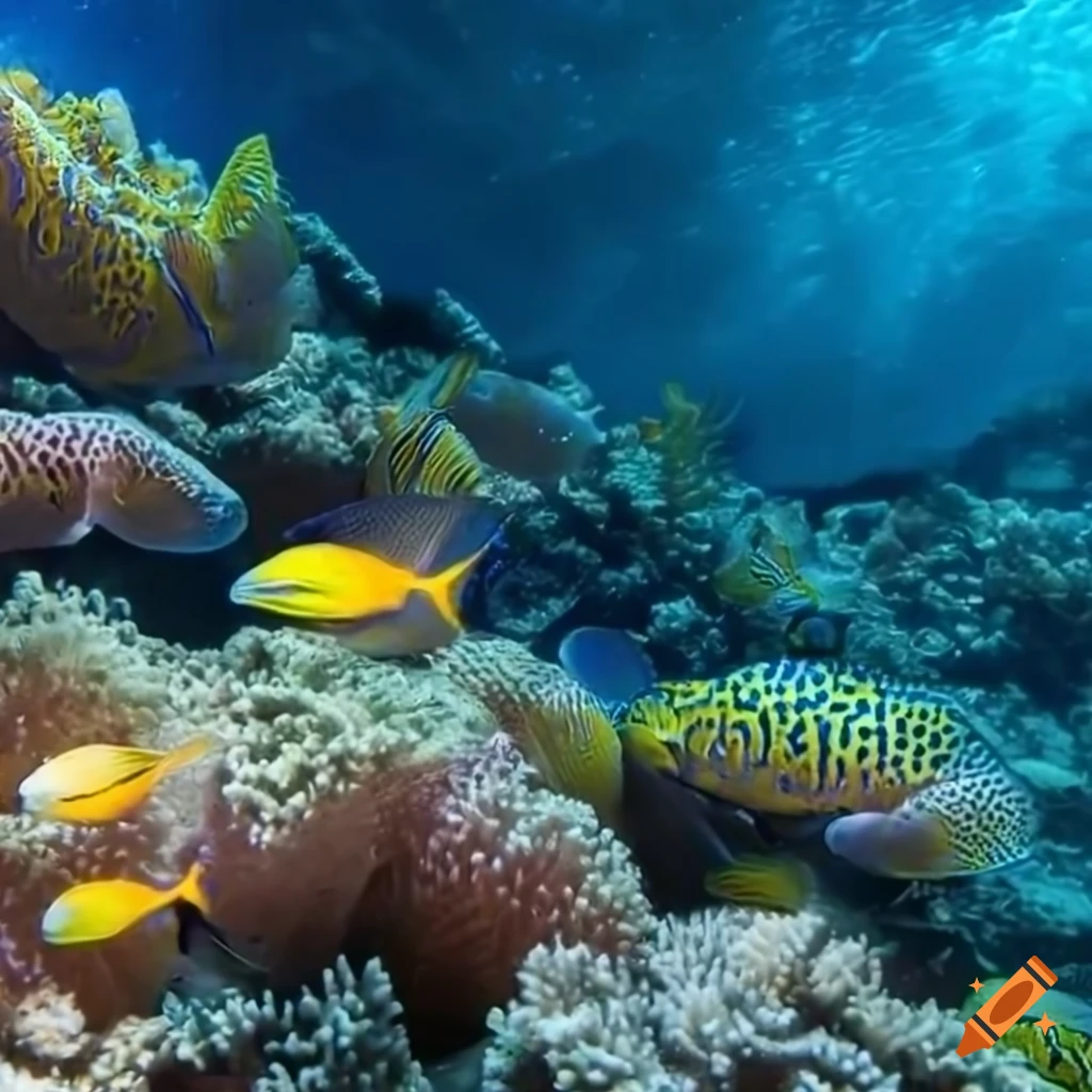 Group of exotic fish in a mesmerizing underwater world on Craiyon