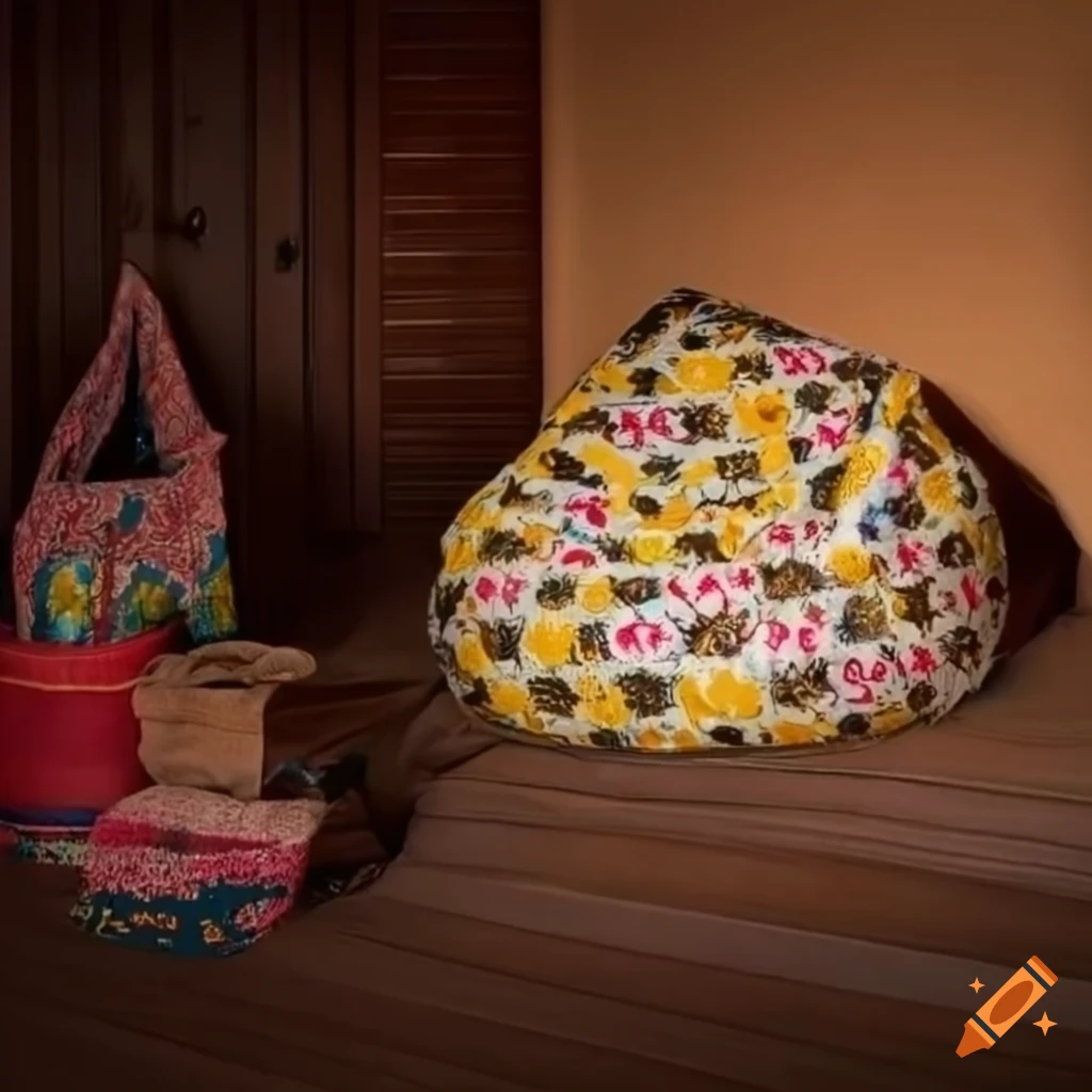 Bean bag with cool pattern in a stylish interior on Craiyon