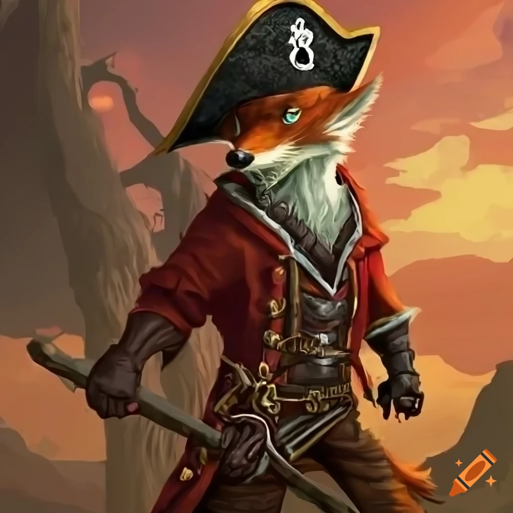 Male fox pirate character for root rpg on Craiyon