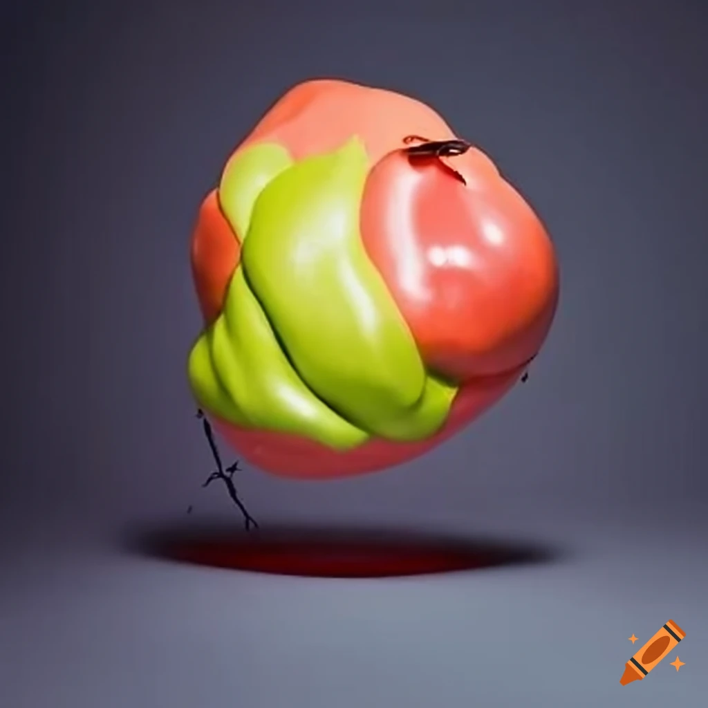 Deflated Apple balloon with sagging plastic on Craiyon