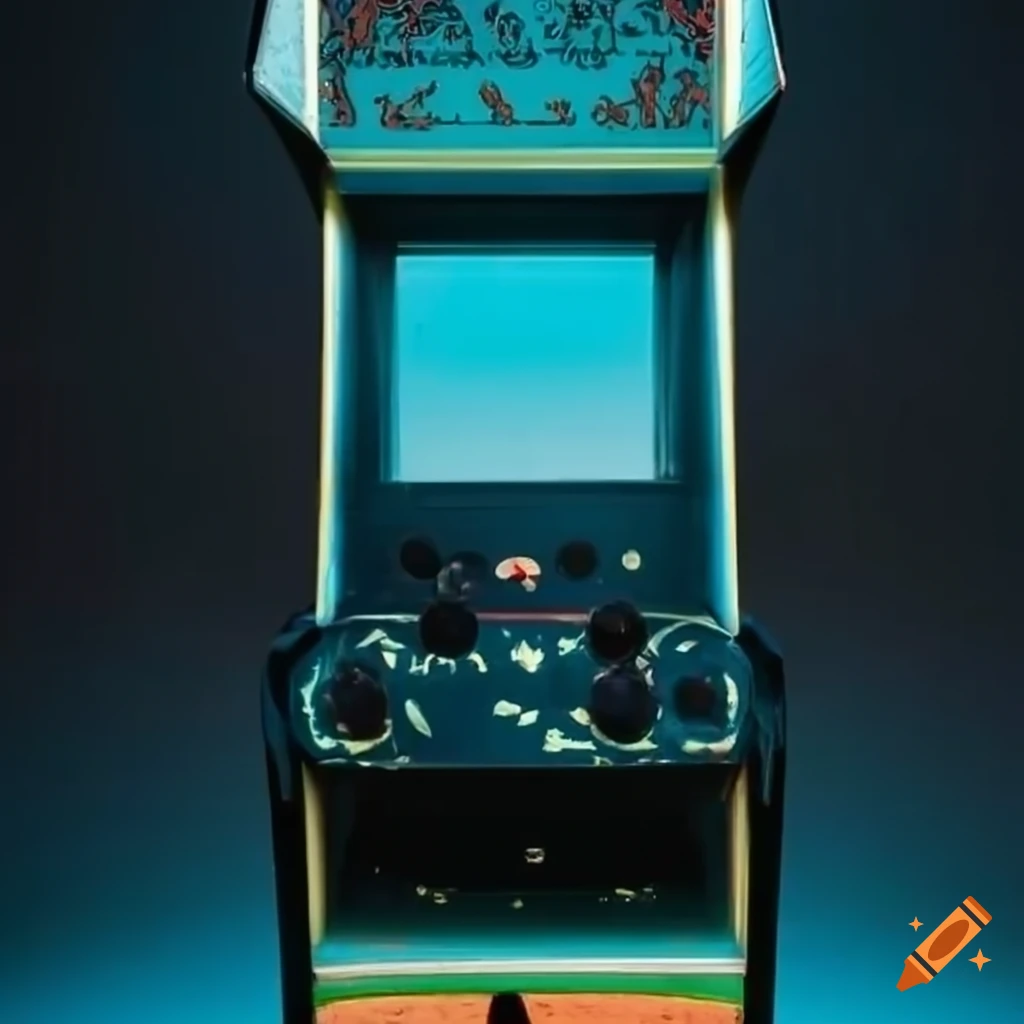 Close up of a vintage arcade cabinet cathodic screen on Craiyon