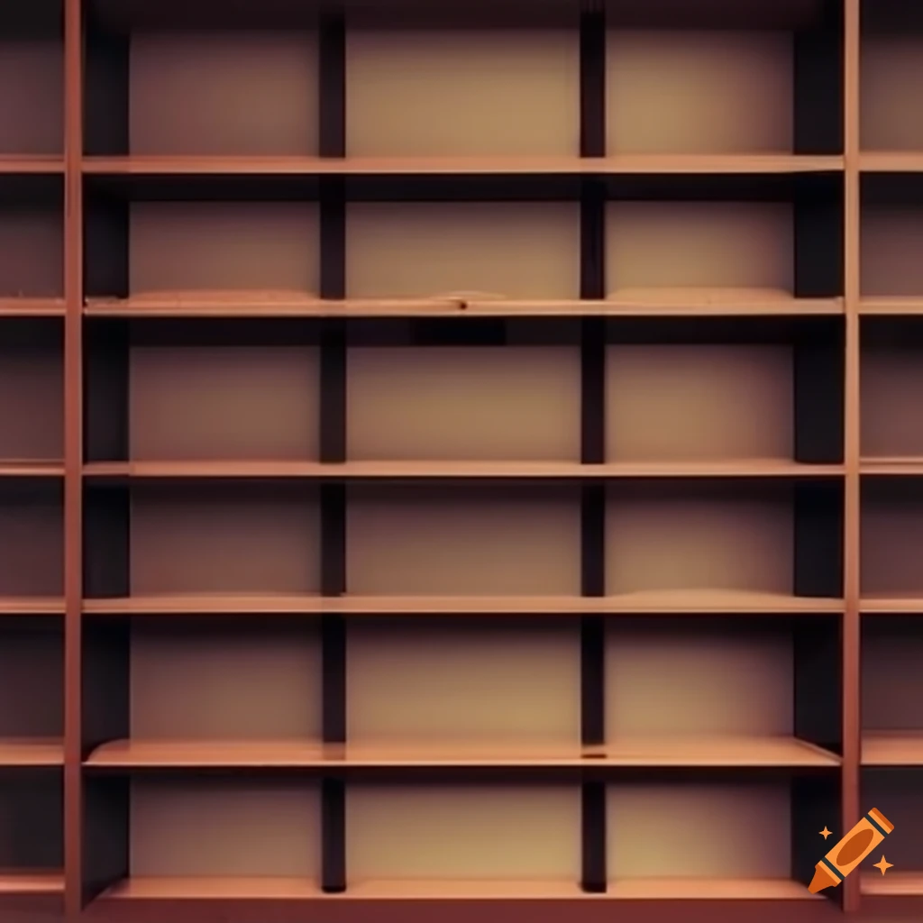 Empty library shelf with 10 compartments on Craiyon