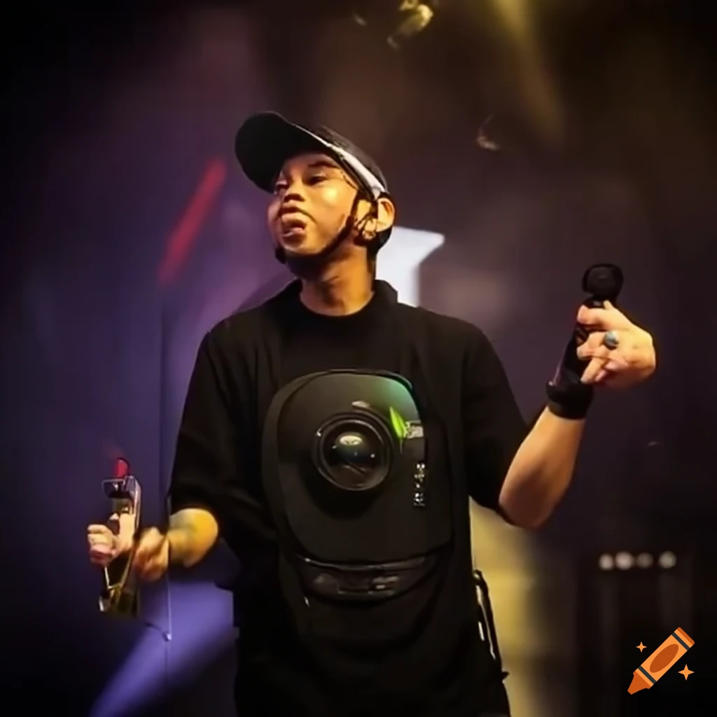 Mike shinoda of linkin park holding an xbox 360 on Craiyon