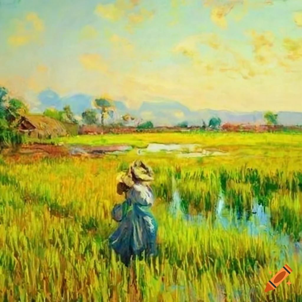 Impressionist painting of philippine rice fields on Craiyon