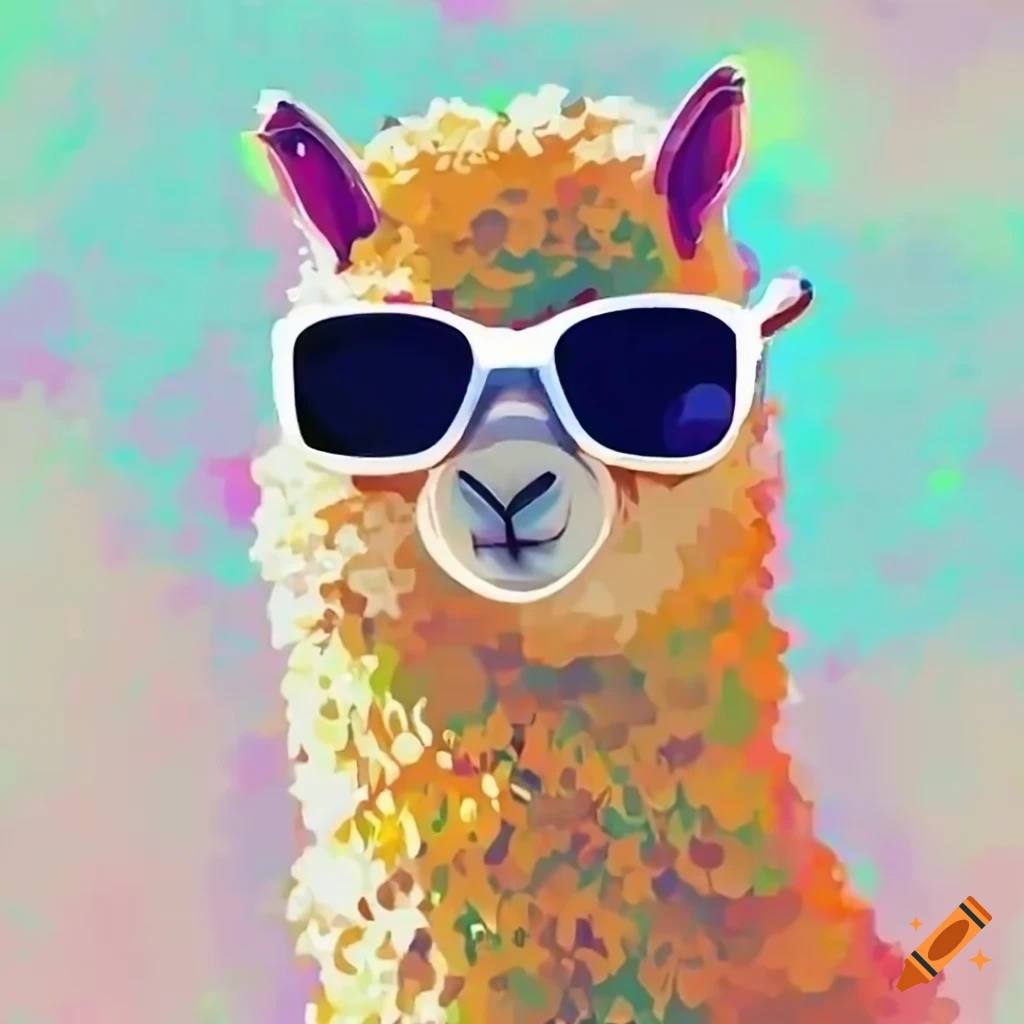 Alpaca wearing sunglasses working on a computer on Craiyon