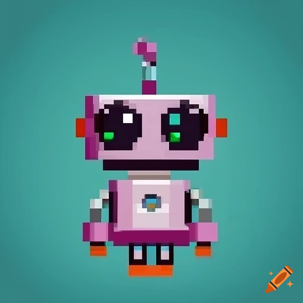 Pixel art of a cute robot on Craiyon