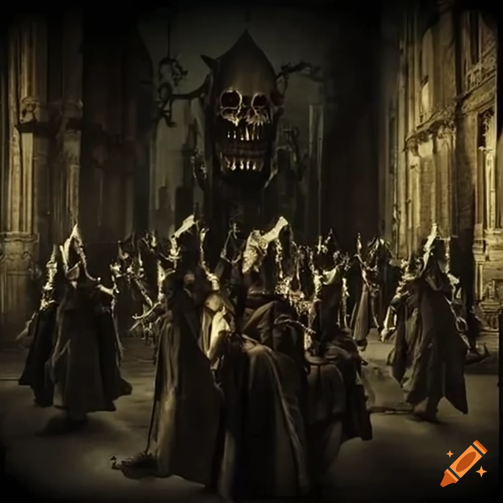 Undead army marching through a ghost city on Craiyon