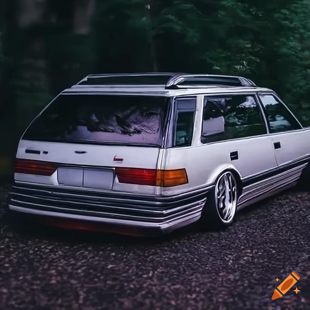 Highly detailed 80s manga drawing of a lowered 1988 toyota vista v20 wagon on Craiyon