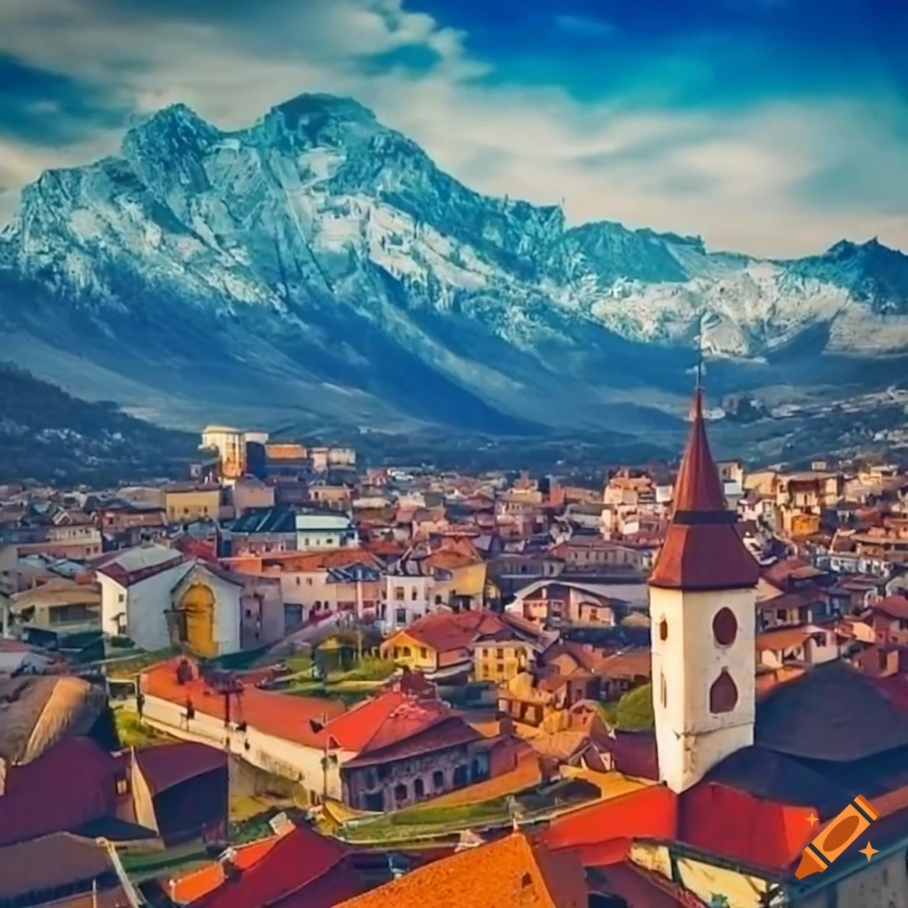 Historic peć city with cobblestone streets and traditional houses ...