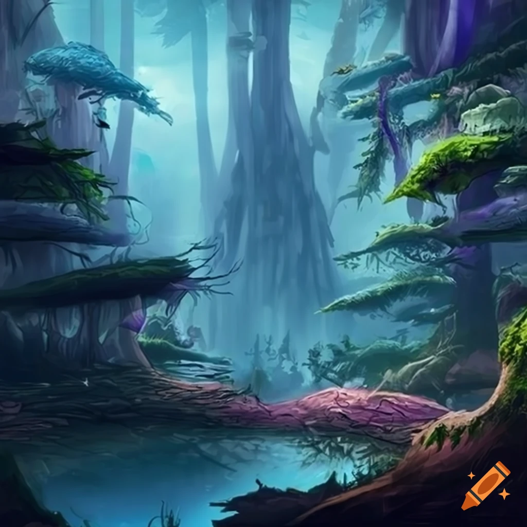 Enchanted crystal forest in a fantasy landscape on Craiyon