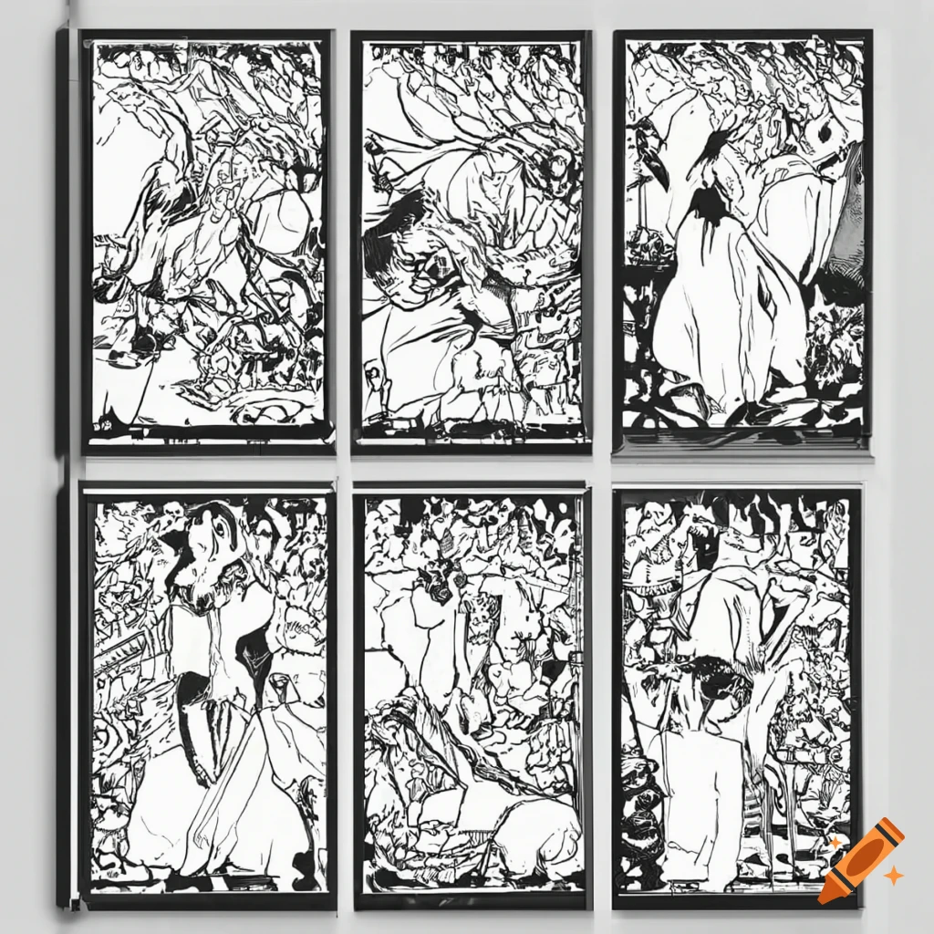 Black and white highly detailed comic panel of dancers on Craiyon