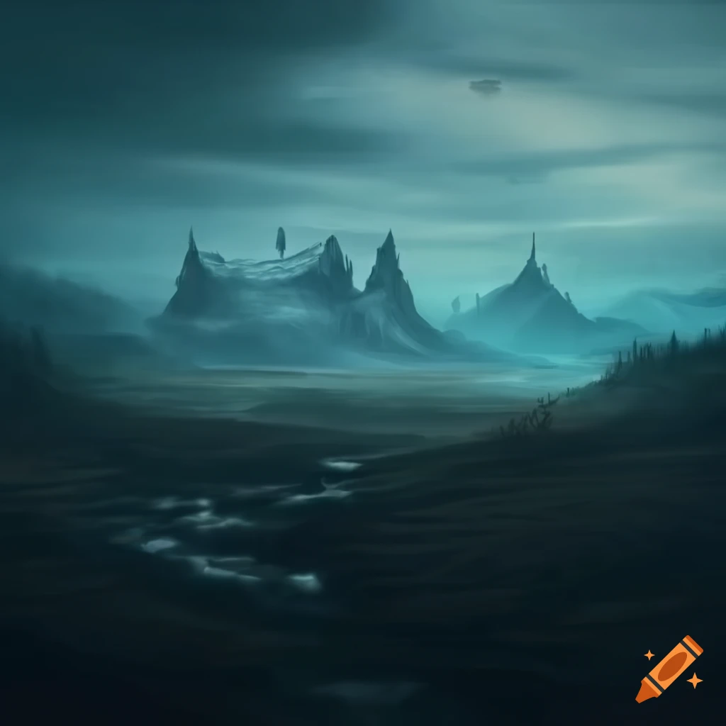 Melancholic epic viking landscape on Craiyon