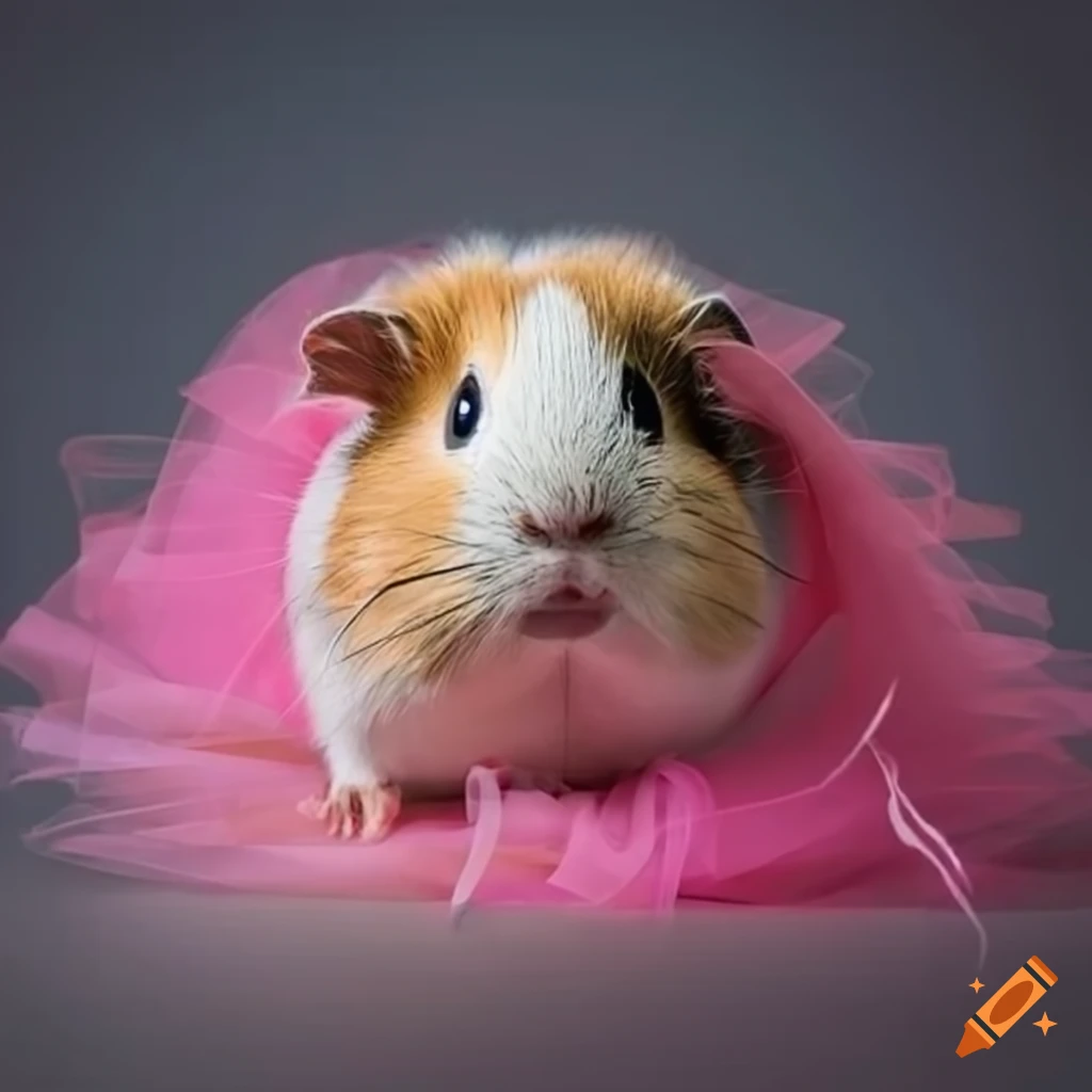 Guinea pig wearing a pink tutu on Craiyon