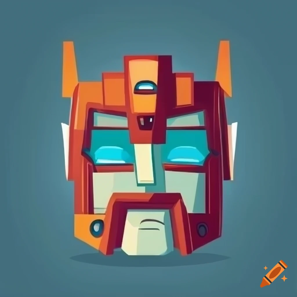 Unique soulful robot head with beard in flat design style on Craiyon