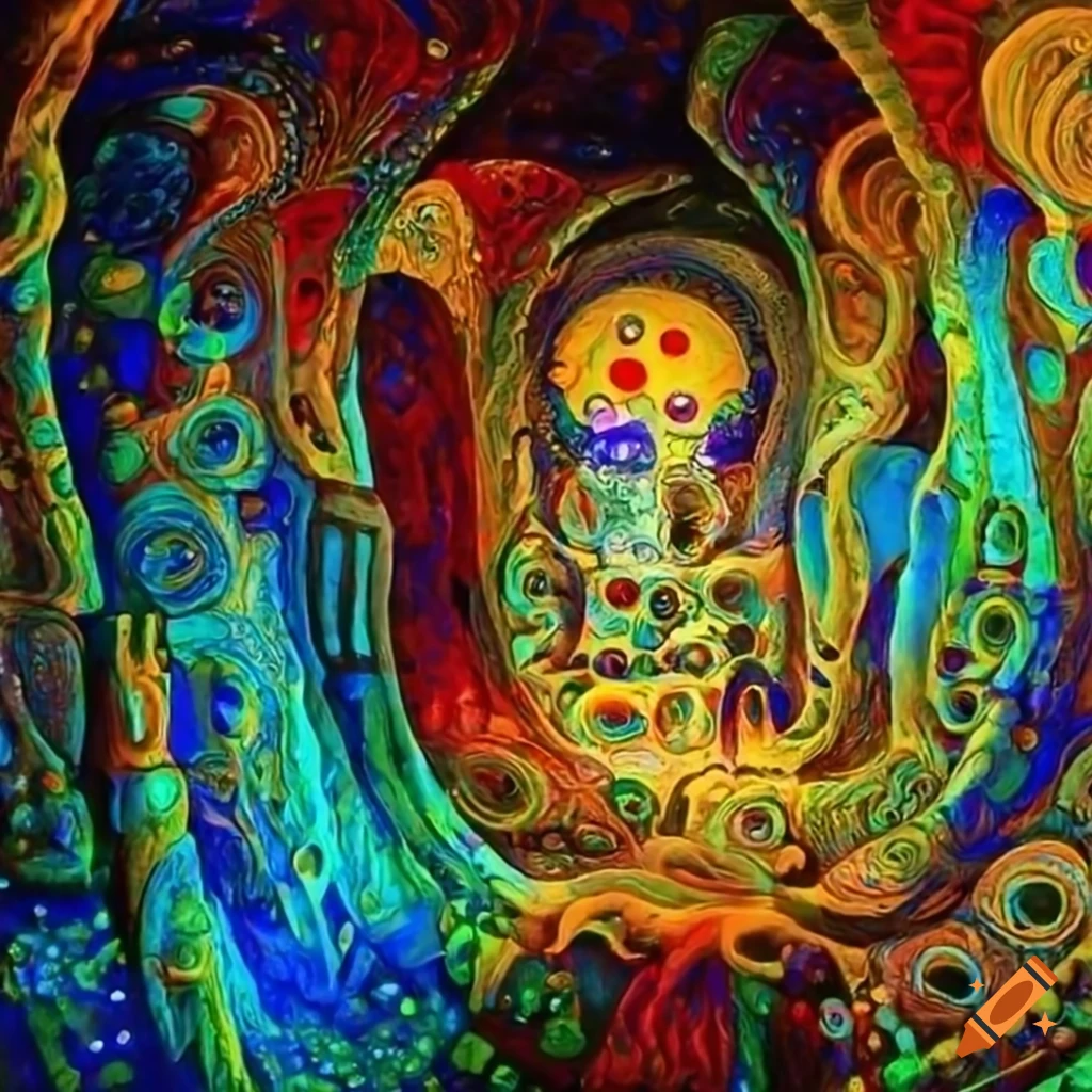 Cosmic cobra in a psychedelic cavern on Craiyon