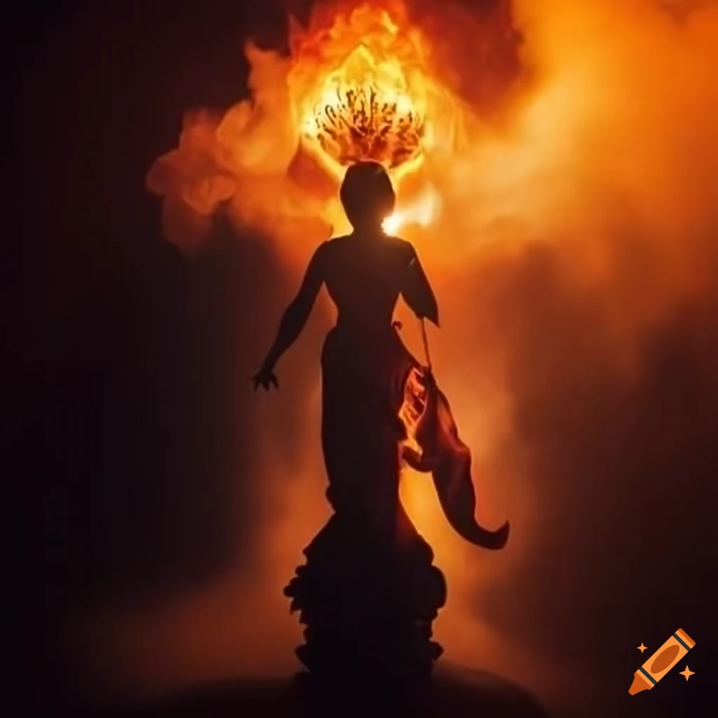 Illustration of the god of fire on Craiyon