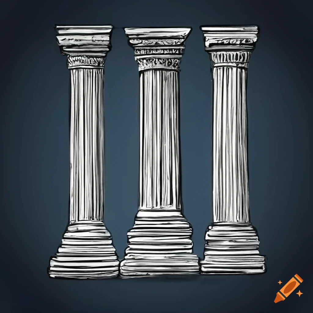 Three large greek pillars with space for text on Craiyon