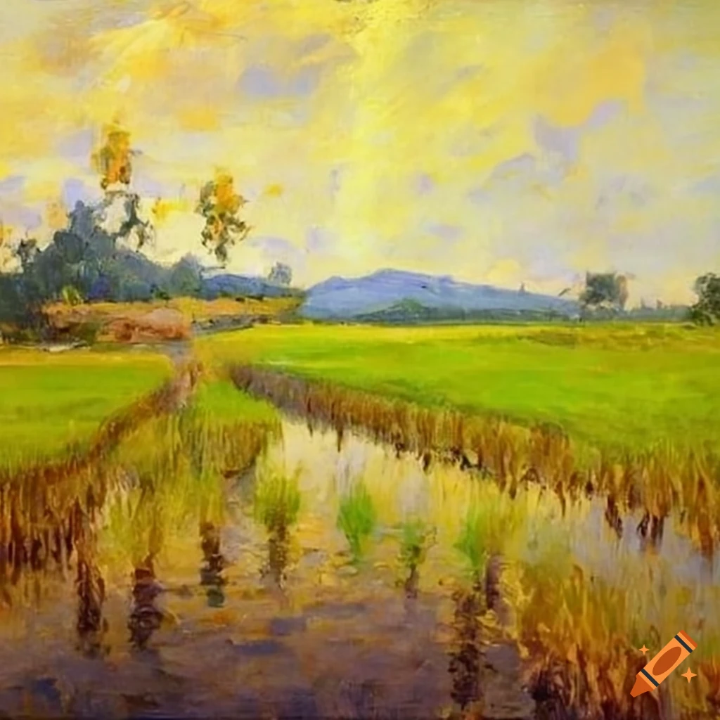 Impressionist painting of philippine rice fields on Craiyon