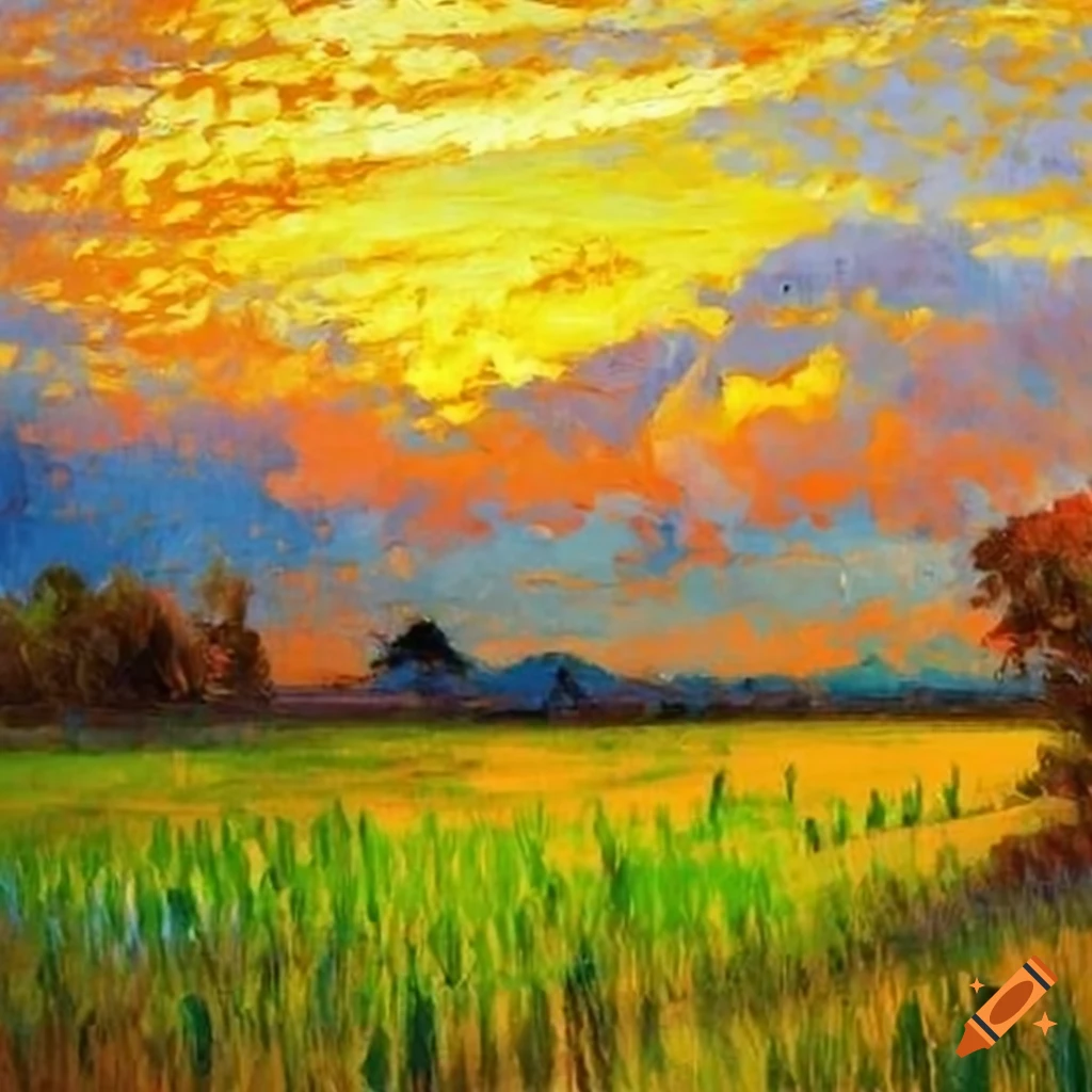 Impressionist painting of philippine rice fields on Craiyon