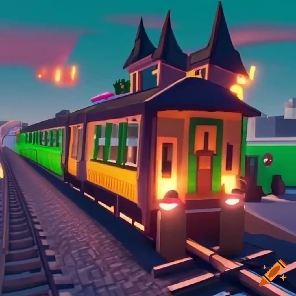 Roblox train station building game on Craiyon